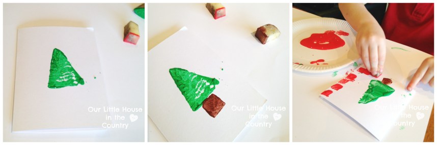 Potato Print Christmas Tree Cards – Our Little House in the Country